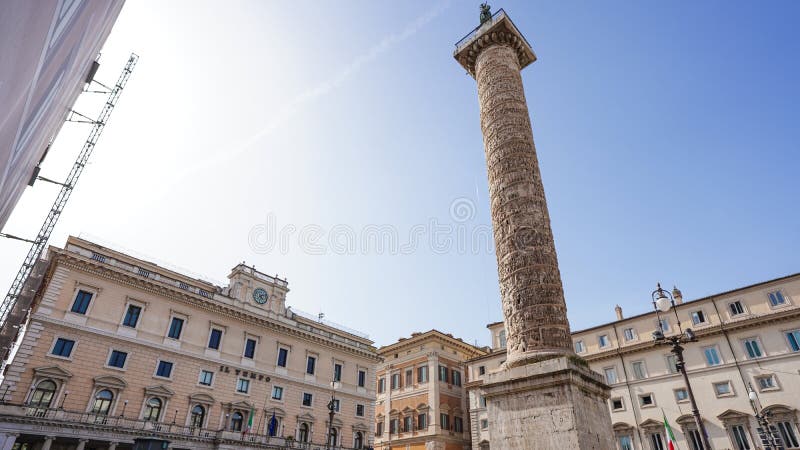Marcus Aurelius Column in Central Rome, Italy Editorial Photography ...
