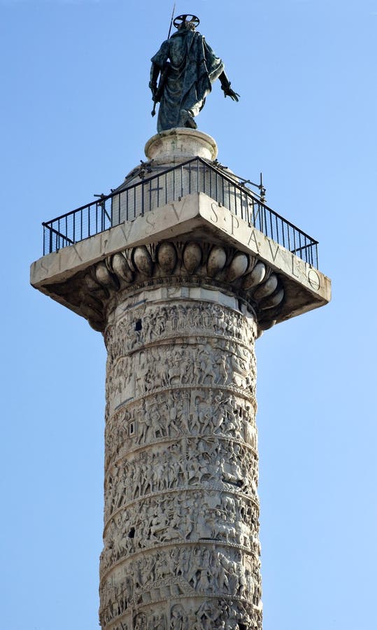 Marcus Aurelius Column Piazza Colonna Rome Italy Stock Photo - Image of ...