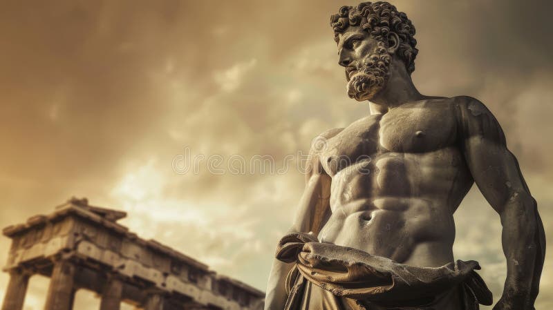 Marcus Aurelius in Commanding Pose with Sculpted Torso Under Moody ...