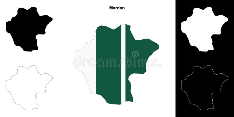 Mardan outline map stock vector. Illustration of template - 371579395