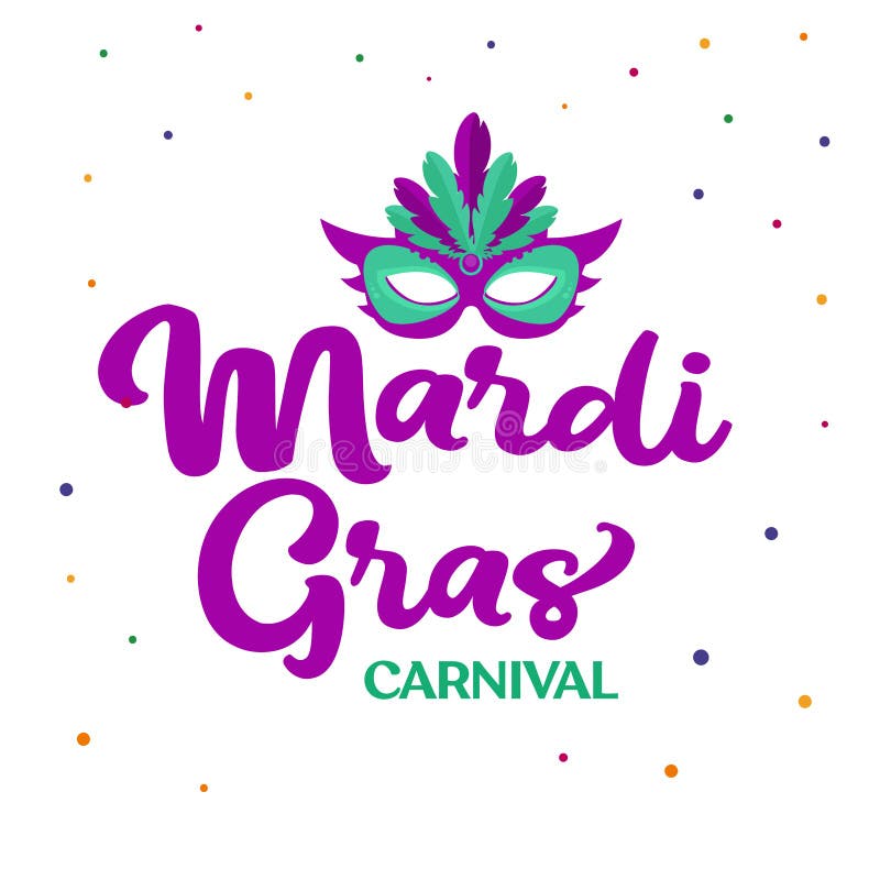 Mardi Gras Carnival Design. Vector Lettering Elegant Fancy Logo with ...