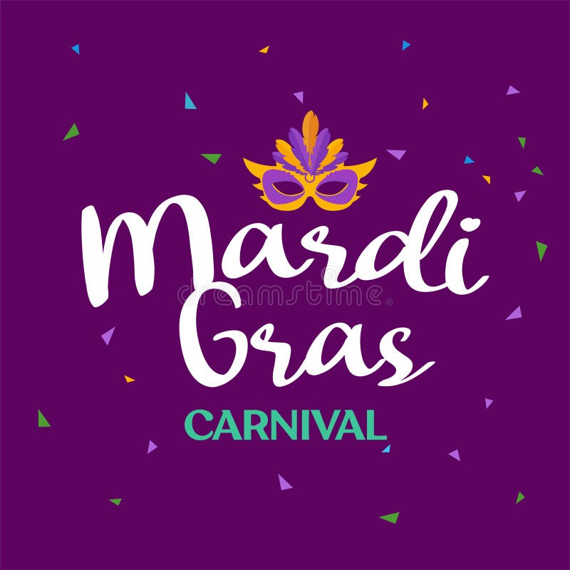 Mardi Gras Carnival Design. Vector Lettering Elegant Fancy Logo with ...