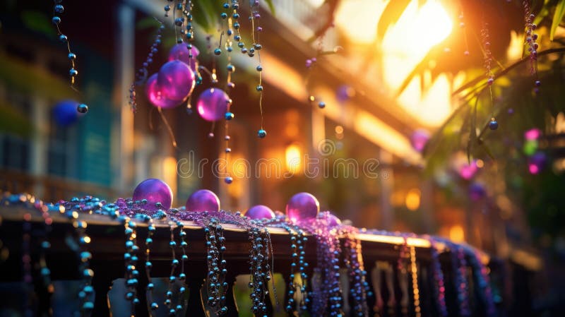Mardi Gras Beads and Throws, Caught by Eager Parade-goers, Color and ...