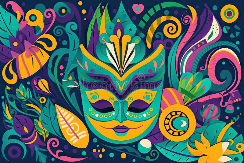 Mardi Gras Card with Vibrant Colors and Fun Designs Stock Photo - Image ...