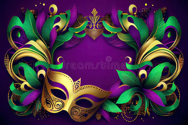 Mardi Gras or Carnival Border Frame with Mask and Copy Space ...