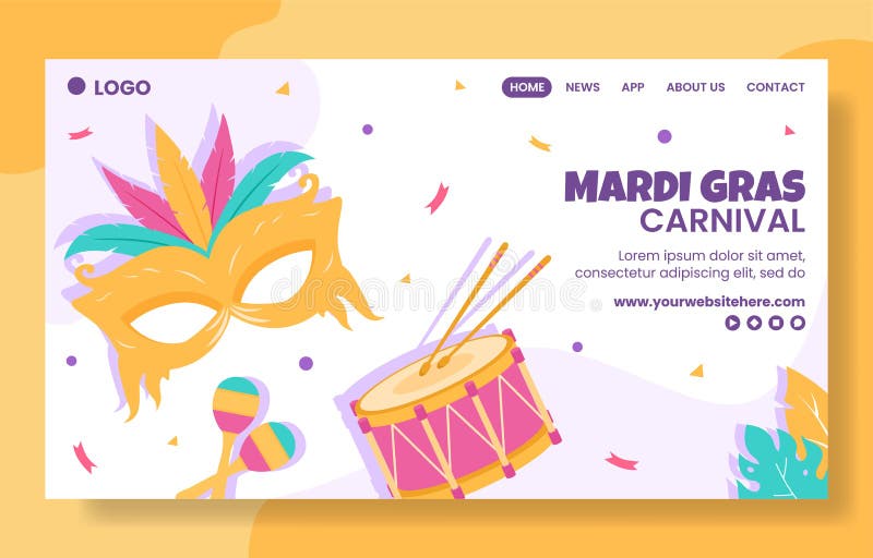 Mardi Gras Carnival Social Media Landing Page Flat Cartoon Hand Drawn ... Mardi Gras Carnival Social Media Landing Page Flat Cartoon Hand Drawn ...
