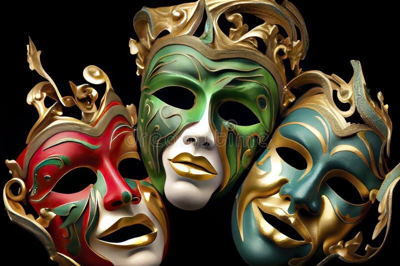 Mardi Gras Comedy Tragedy Masks Stock Illustration - Illustration of ...
