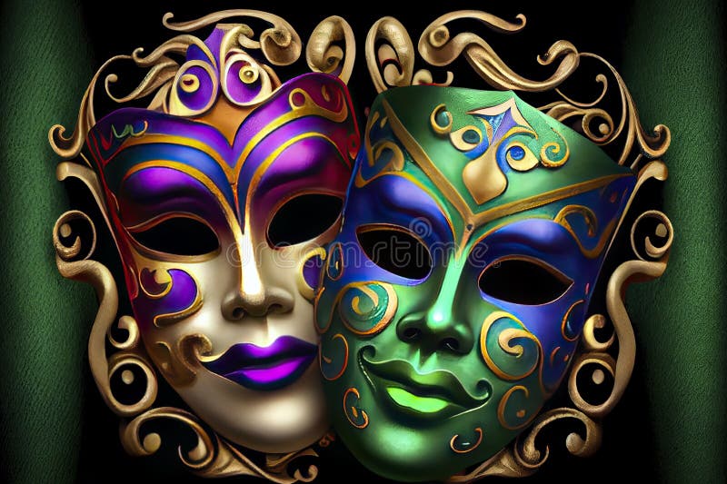 Mardi Gras Comedy Tragedy Masks Stock Illustration - Illustration of ...