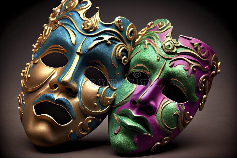 Mardi Gras Comedy Tragedy Masks Stock Illustration - Illustration of ...
