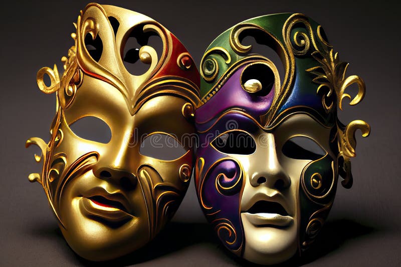 Mardi Gras Comedy Tragedy Masks Stock Illustration - Illustration of ...