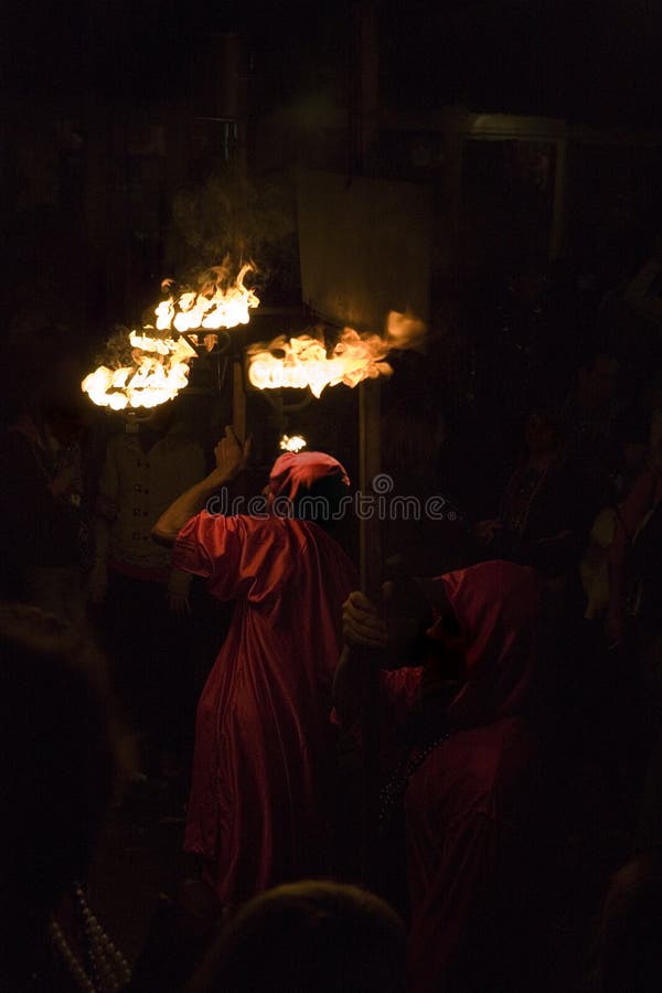 Mardi Gras - Flambeau Orpheus Parade Stock Photo - Image of light ...