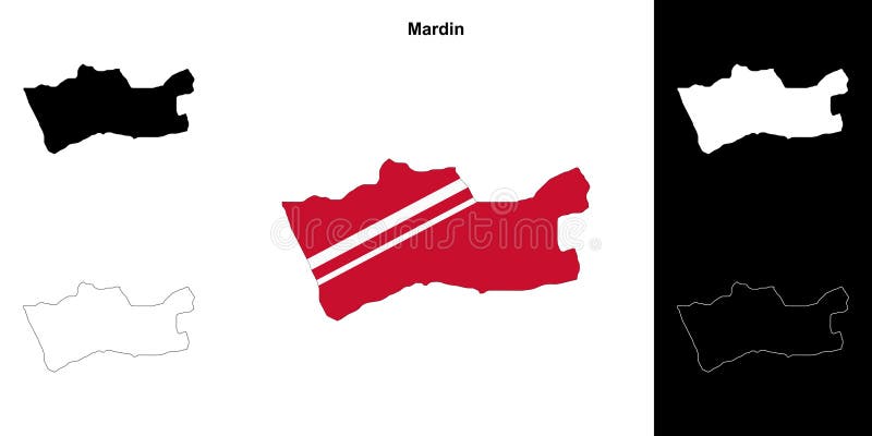 Mardin outline map stock vector. Illustration of provinces - 323686751