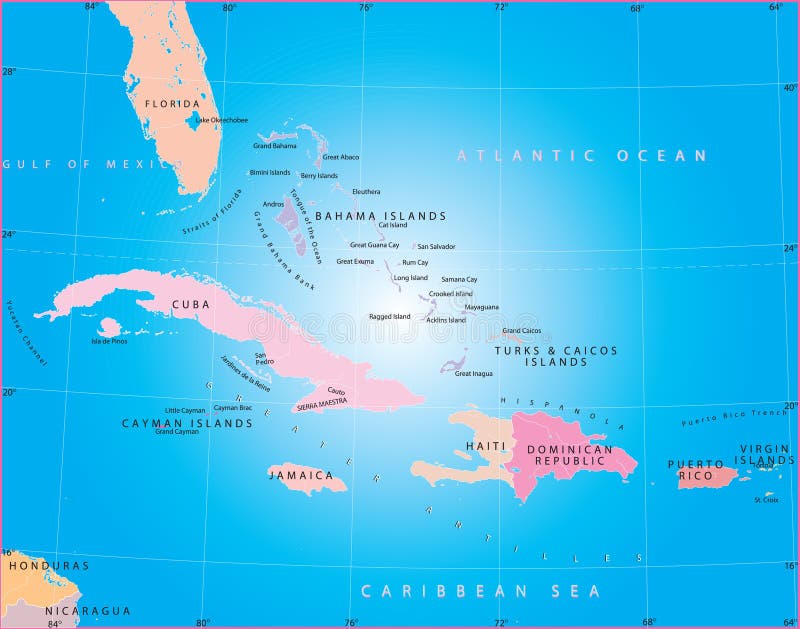 Mappa Delle Isole Dei Caraibi Illustrazione Vettoriale - Illustrazione ...