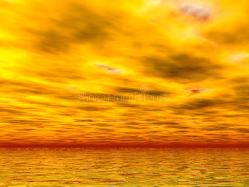 Mares y cielos amarillos stock de ilustración. Ilustración de oscuridad ...