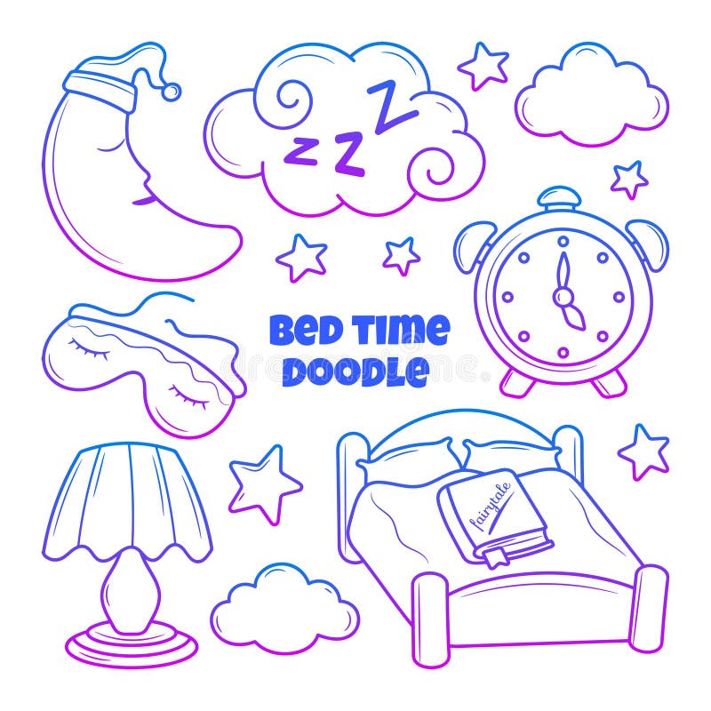 Sleeping Bedtime Doodle Icon Set Illustration Stock Vector ...