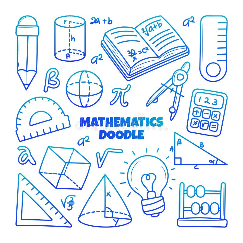 Mathematics Doodle Gradient Outline Style Illustration Stock Vector ...