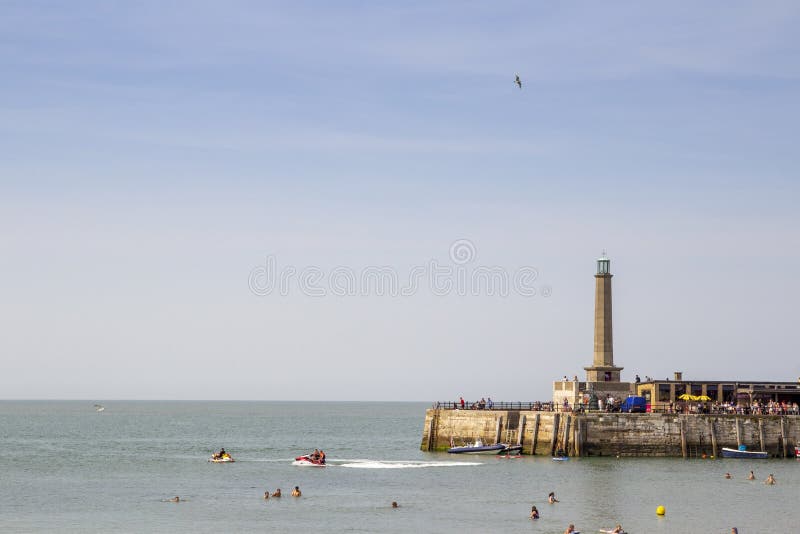 Margate Seafront with Tower and Sea Wall Editorial Stock Photo - Image ...