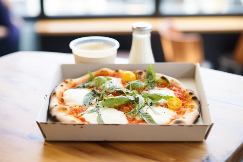 Margherita Pizza in a Take-out Box Ready for Delivery Stock Photo ...