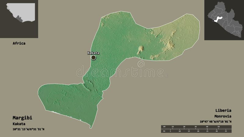 Margibi, County of Liberia,. Previews. Relief Stock Illustration ...