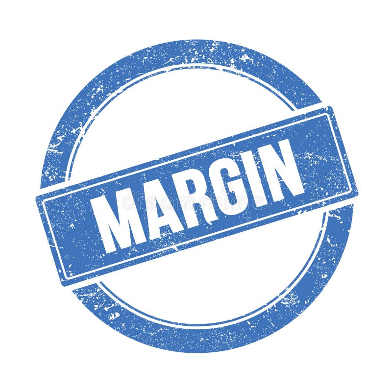 MARGIN Text on Blue Grungy Round Stamp Stock Illustration ...