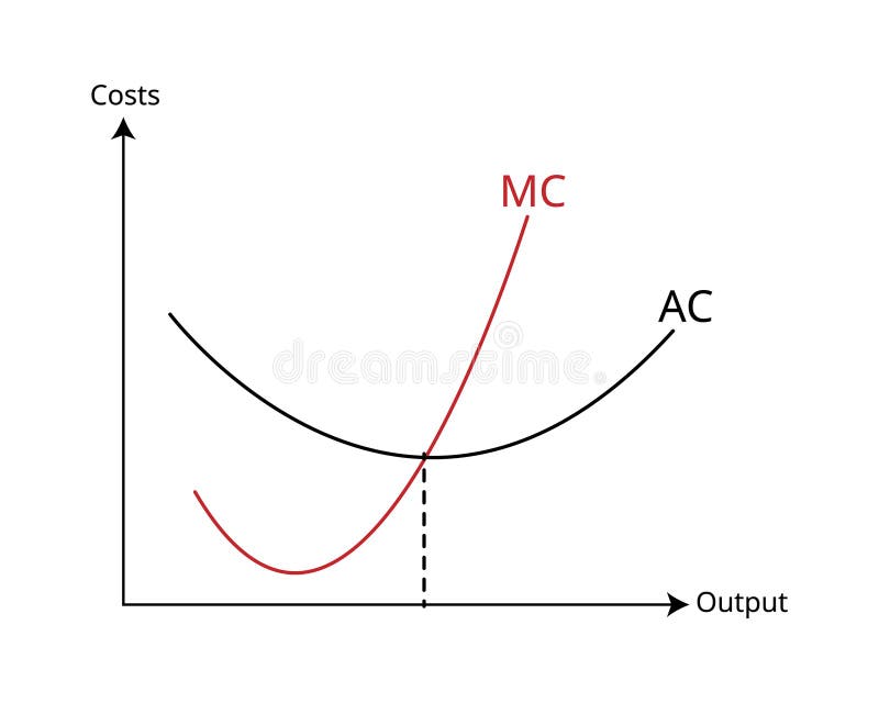 Marginal Cost Compare with Average Cost in Line Graph Stock Vector ...