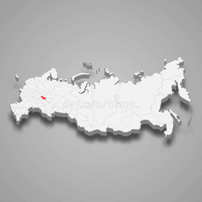 Mari El Region Location within Russia 3d Map Stock Vector ...
