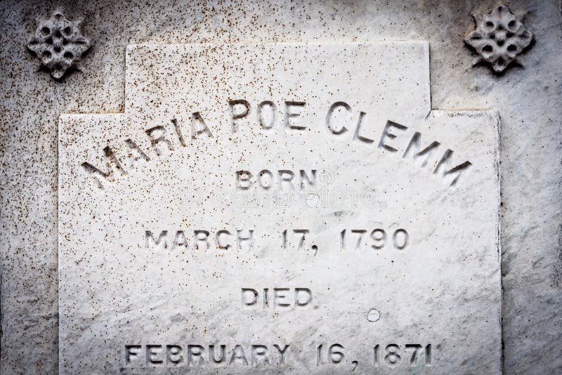 Maria Poe Clemm Gravestone foto de archivo. Imagen de blanco - 37249172
