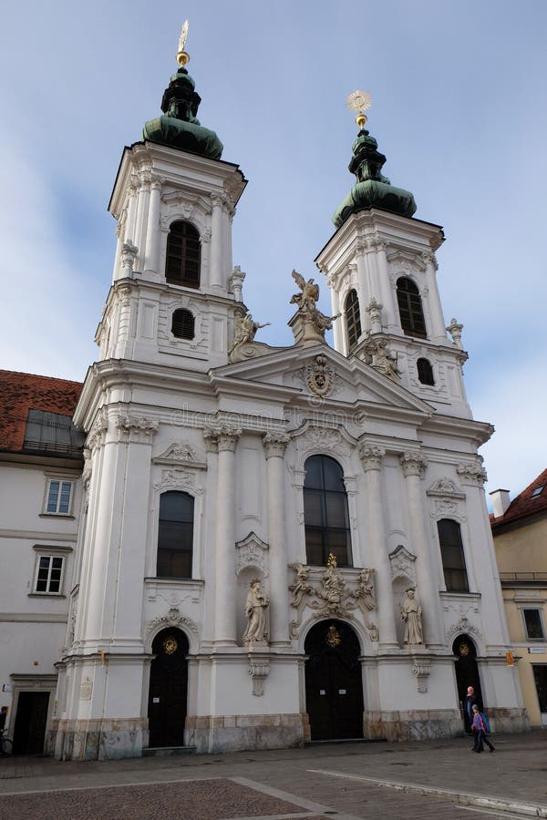 Mariahilf church in Graz editorial photography. Image of belief - 91042802