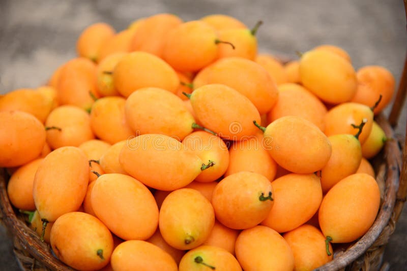 Marian Plum Fruit with Leaves Background Stock Photo - Image of asian ...