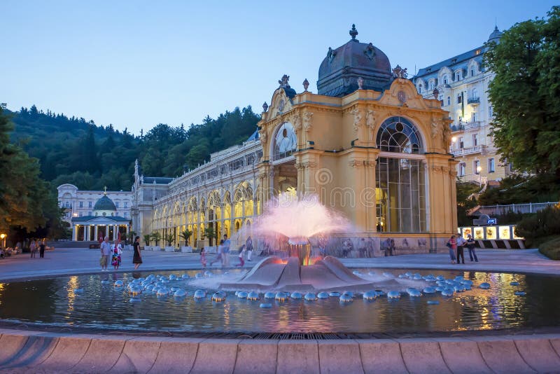 MARIANSKE LAZNE, CZECH REPUBLIC - OCTOBER 28, 2019: Singing Fountain at ...