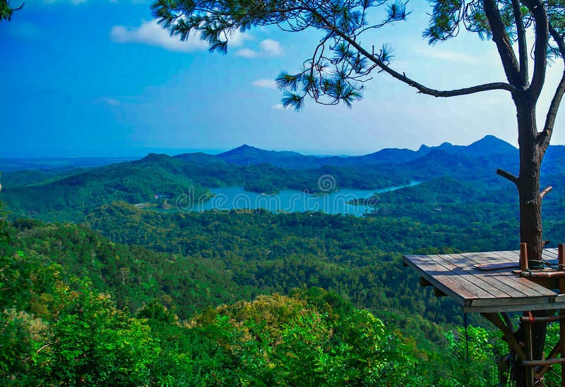 On the Hill and a Tree House with a View of the Valley Stock Image ...
