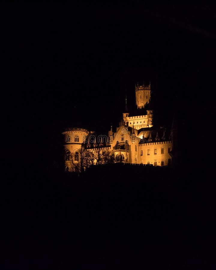 Marienburg Castle at Night. Lit by Lights. Night View of German Castle ...