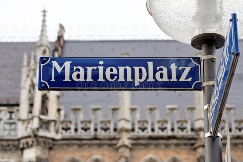 Marienplatz Sign, Munich, Germany Stock Image - Image of muenchen, mark ...