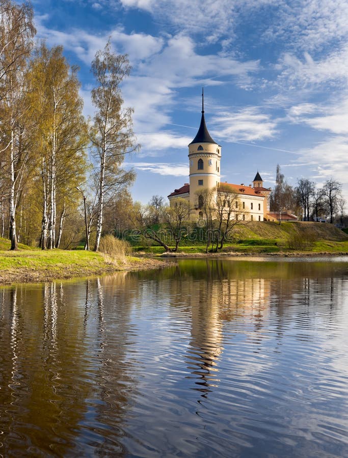 Castle in an Early Spring Day Stock Image - Image of forest, birches ...