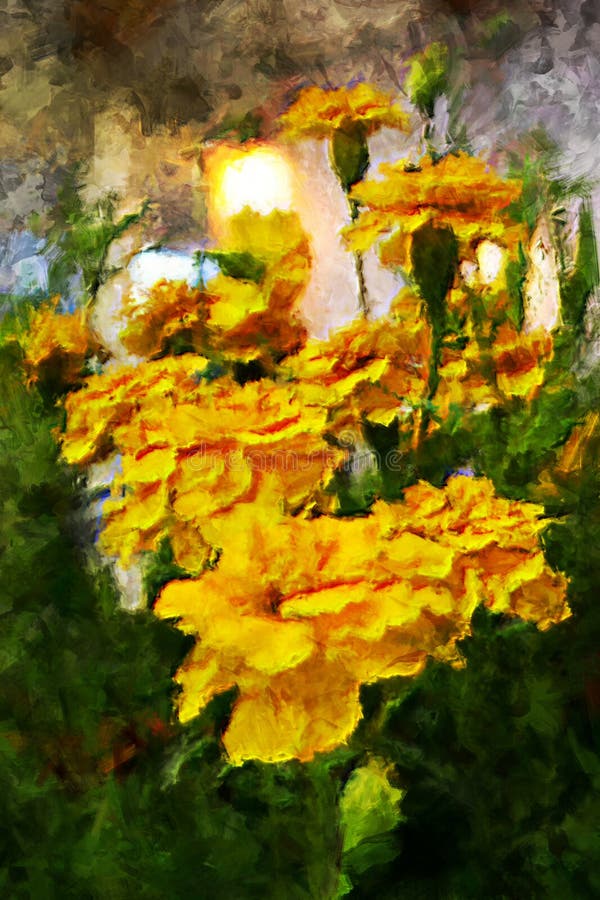 Marigold in Art Painting Effect Stock Photo - Image of produce, effect ...