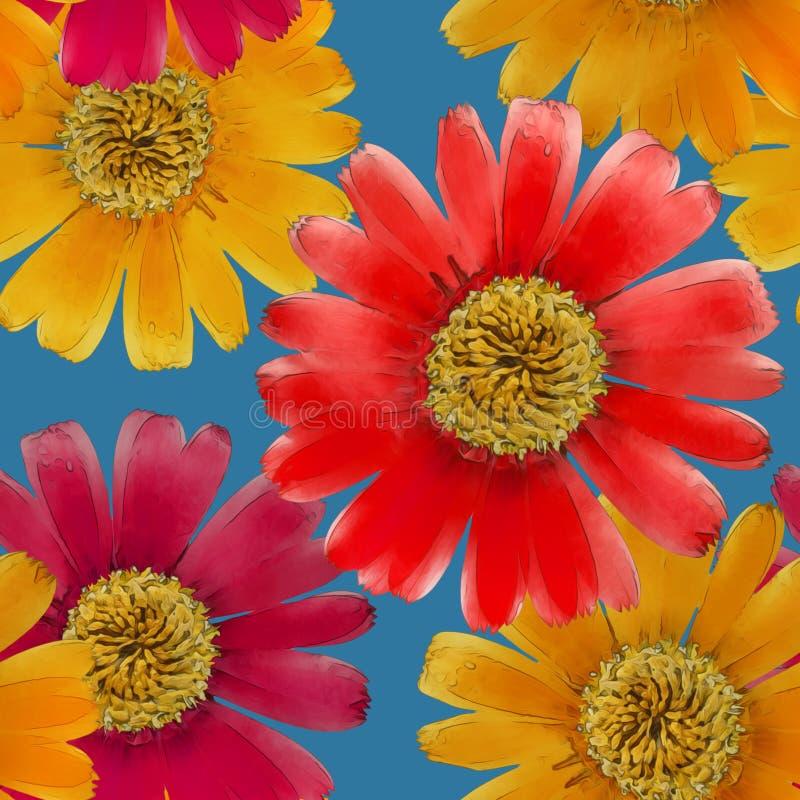 Marigold, Calendula. Seamless Pattern Texture of Flowers. Floral ...