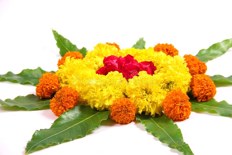 Marigold Flower Design , Marigold Flower Rangoli Design Stock Photo ...