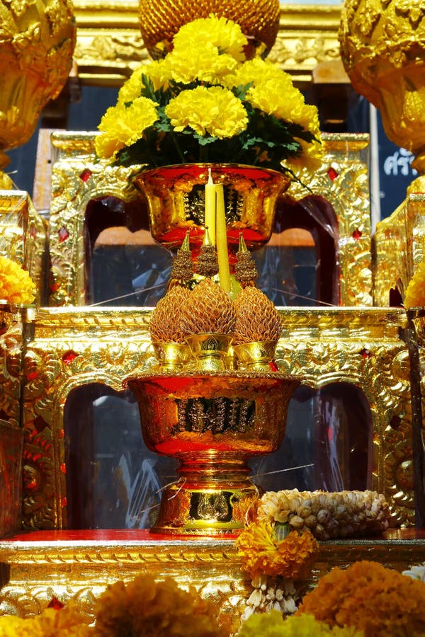 Buddhist Flower Offering In Thailand Temple Stock Photo - Image of ...