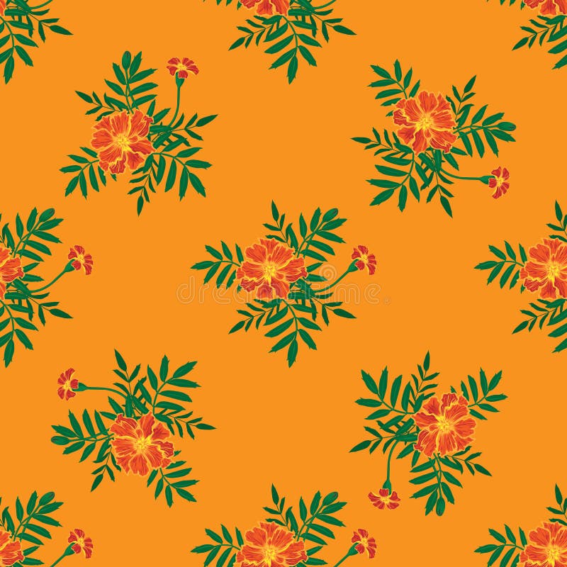 Marigold flower pattern stock vector. Illustration of elegant - 156603654