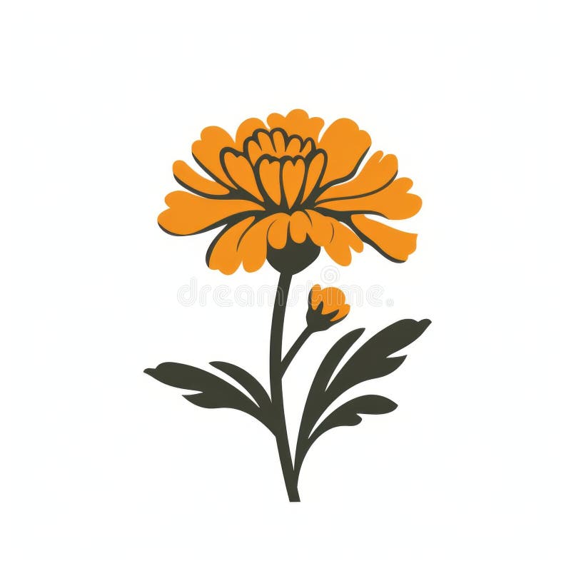 Minimalistic Marigold Vector Graphic Stock Illustration - Illustration ...
