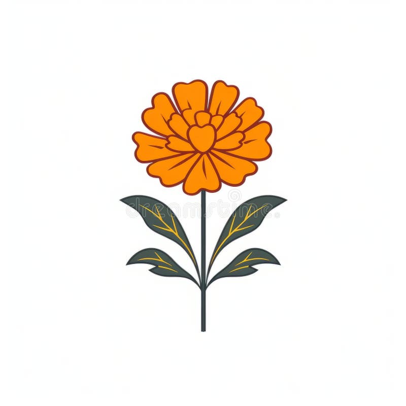 Minimalistic Marigold Vector Graphic Stock Illustration - Illustration ...