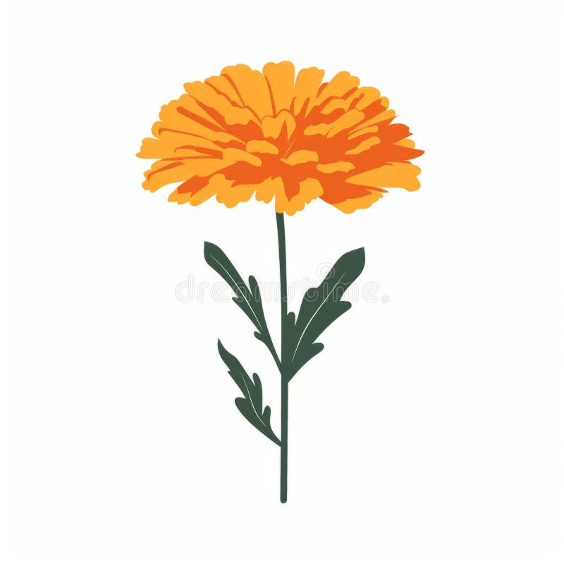 Minimalistic Marigold Silhouette Vector: Flat Design Identification ...
