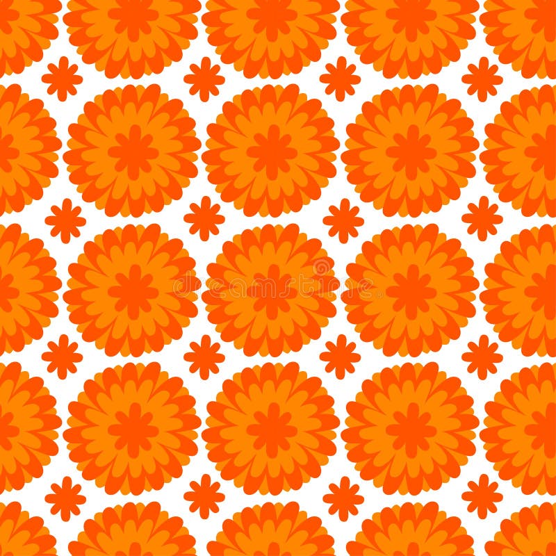 Marigolds Pattern on the White Background Cartoon Vector Pattern. Stock Vector - Illustration of ...