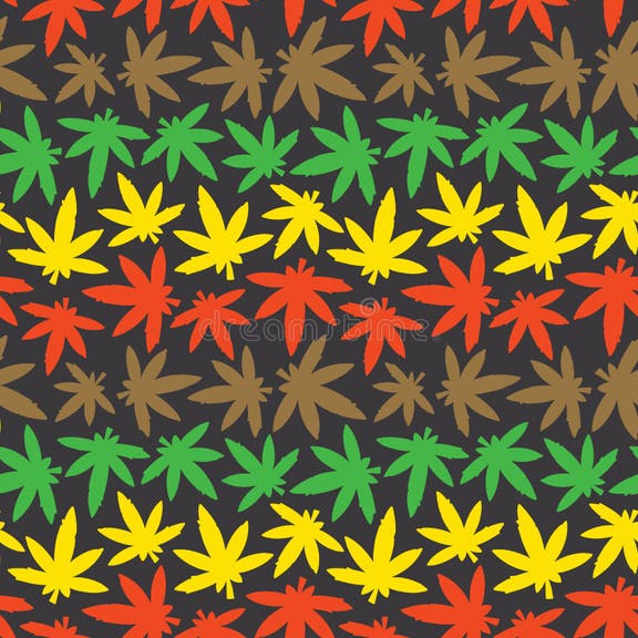 Marihuana Ganja Weed Seamless Vector Pattern Rasta Colors Stock Vector ...