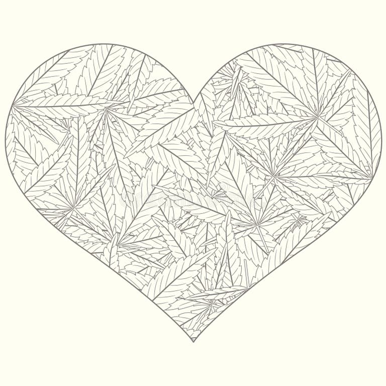 Marihuana im Herzen vektor abbildung. Illustration von grau - 13500221