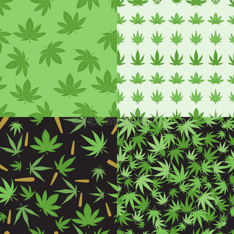 Marijuana Background Vector Set Seamless Patterns Stock Vector ...