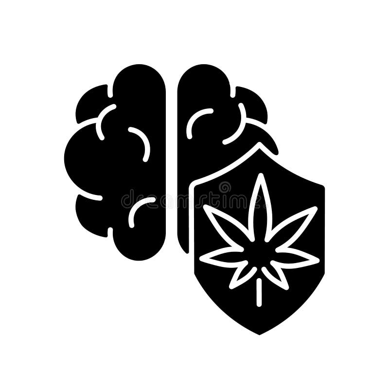 Marijuana Brain Protection Black Glyph Icon Stock Vector - Illustration ...