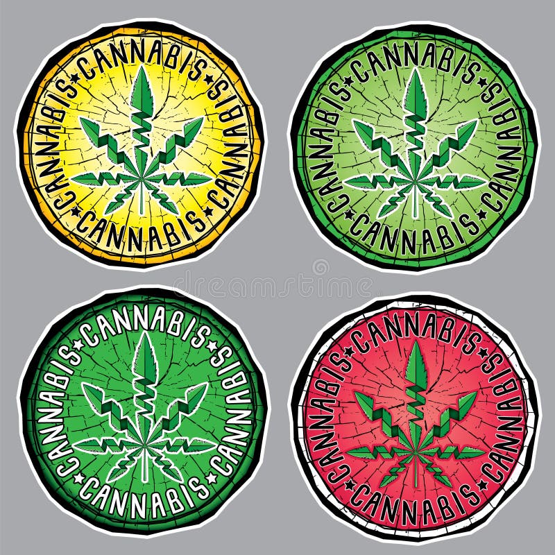 Marijuana Cannabis Leaf Design Sticker Illustration Stock Illustration ...