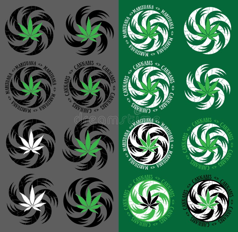 Marijuana Cannabis Leaf Symbol Design Stickers Illustration Stock ...