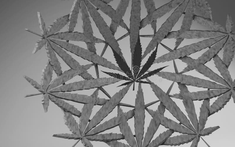 Marijuana 3d Illustration. Leaf in a Circle of Small Leaves. on Gray ...